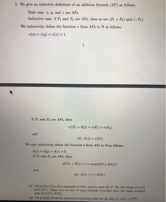 2. We give an inductive definition of an addition | Chegg.com
