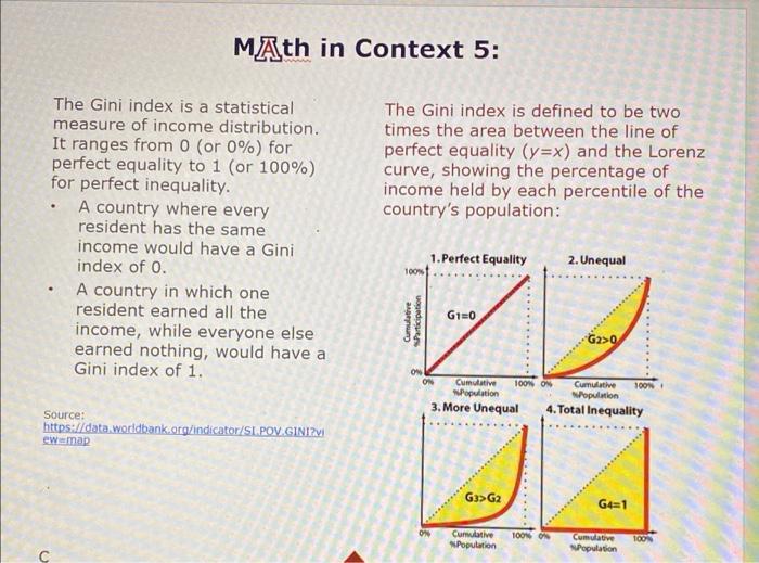Solved MAth in Context 5: U The Gini index is a statistical | Chegg.com