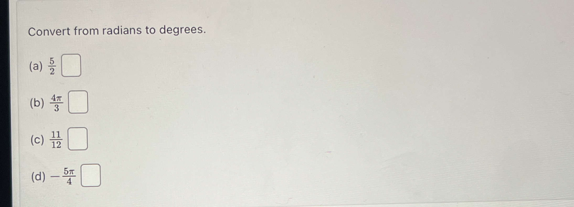 Solved Convert from radians to | Chegg.com