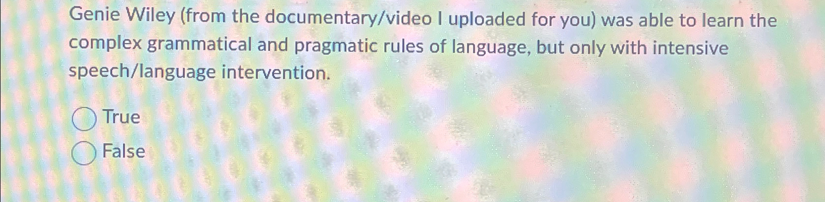 Solved Genie Wiley (from the documentary/video I uploaded | Chegg.com