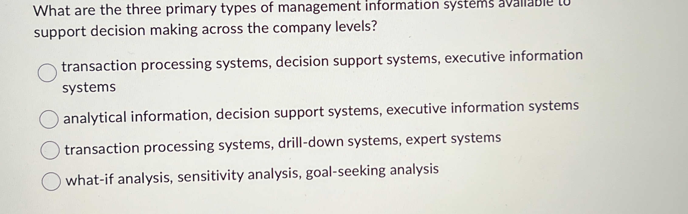 Solved What are the three primary types of management | Chegg.com