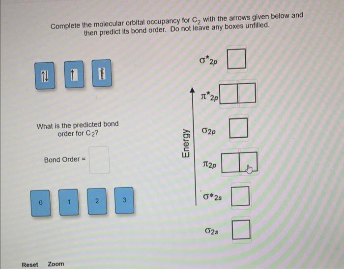 Solved Complete the molecular orbital occupancy for C2 with | Chegg.com