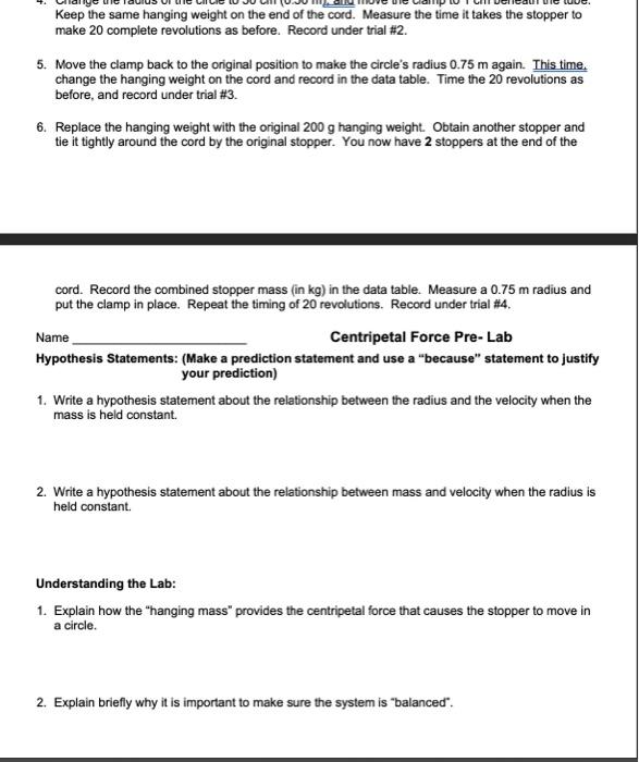 Hypothesis Statements: (Make a prediction statement | Chegg.com