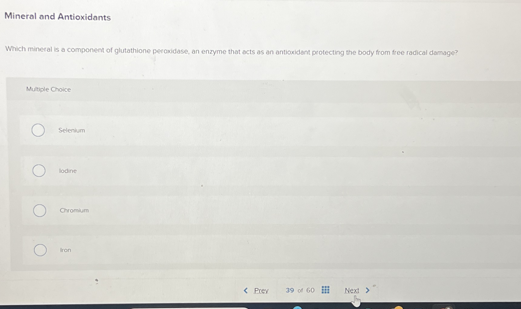 Solved Mineral and AntioxidantsWhich mineral is a component | Chegg.com