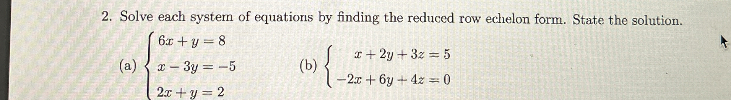 Solved Solve each system of equations by finding the reduced | Chegg.com