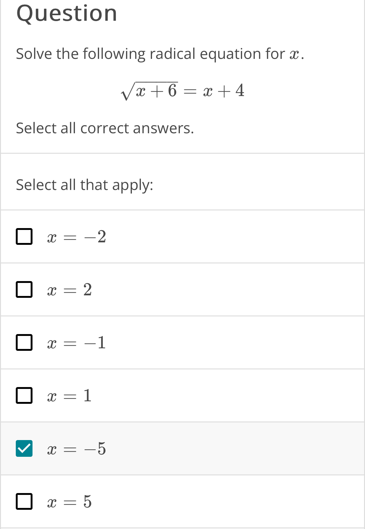 Solved QuestionSolve the following radical equation for | Chegg.com