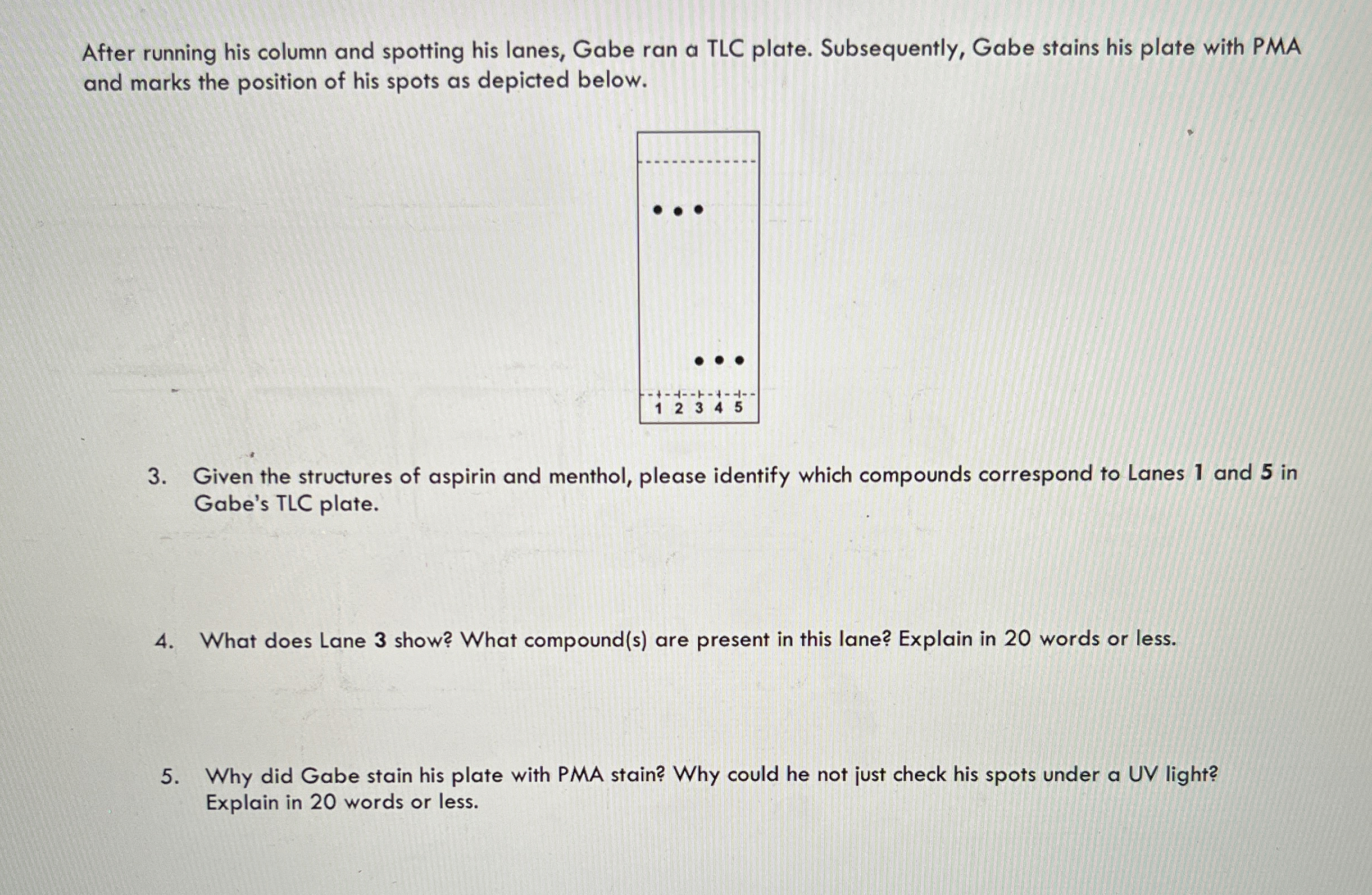 Solved After running his column and spotting his lanes, Gabe | Chegg.com