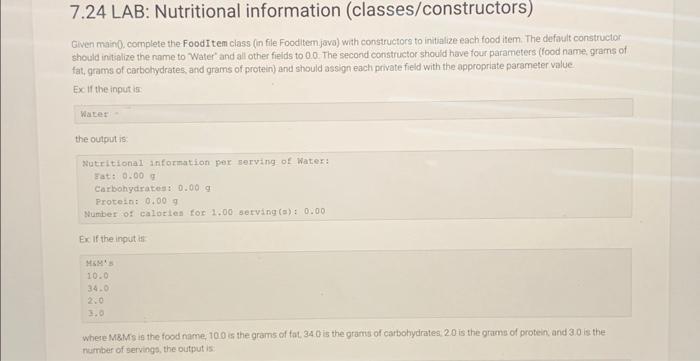 Solved 7.24 LAB: Nutritional information | Chegg.com