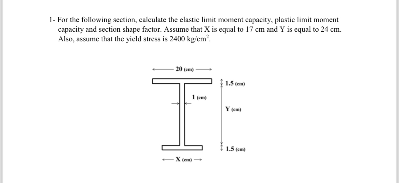 Solved 1- ﻿For the following section, calculate the elastic | Chegg.com