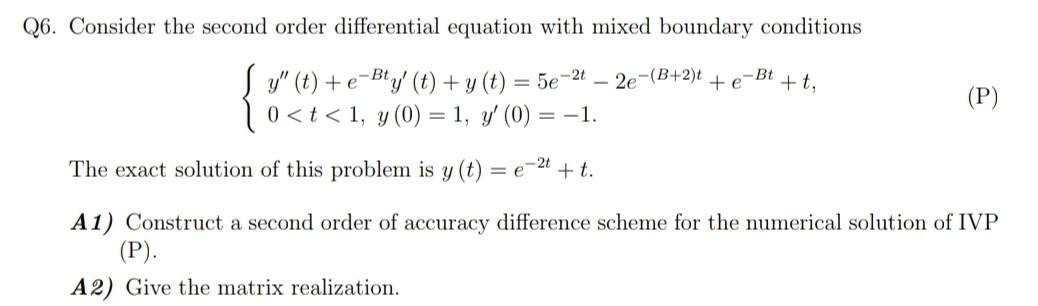 Solved 6. Consider the second order differential equation | Chegg.com