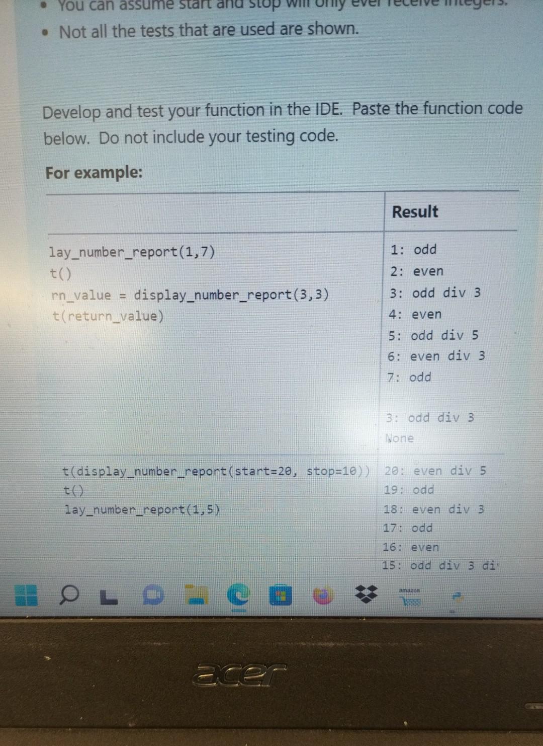 Solved Create a function called display_number_report which | Chegg.com