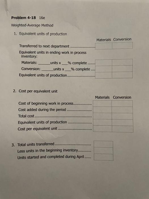 Solved PROBLEM 4-18 Interpreting a Report-Weighted-Average | Chegg.com