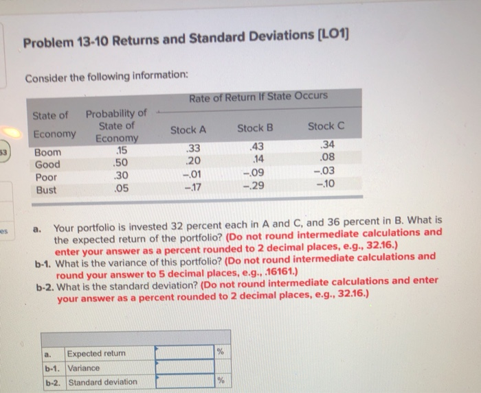 Solved Problem 13-10 Returns and Standard Deviations (LO1) | Chegg.com