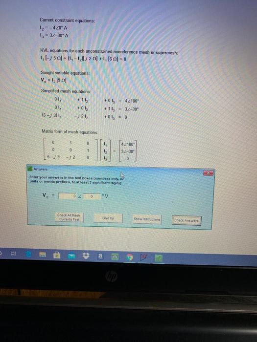 Solved Current constraint equations 12 = - 420A 13 - 32-30° | Chegg.com
