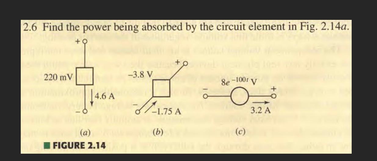 Solved 2.6 ﻿Find the power being absorbed by the circuit | Chegg.com