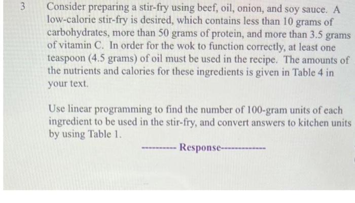 Solved Consider preparing a stir-fry using beef, oil, onion, | Chegg.com