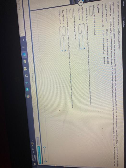 Solved Overhead Application, Fixed and Variable Overhead | Chegg.com