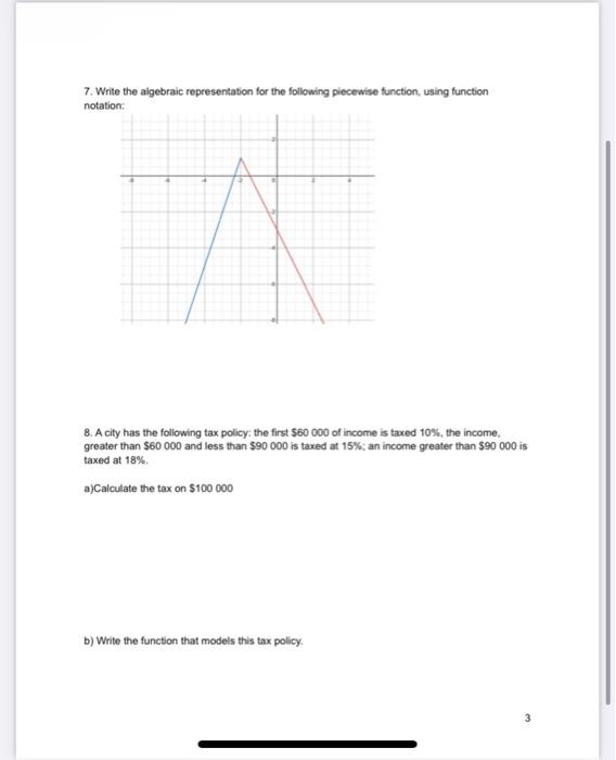 Solved 7. Write the algebraic representation for the | Chegg.com