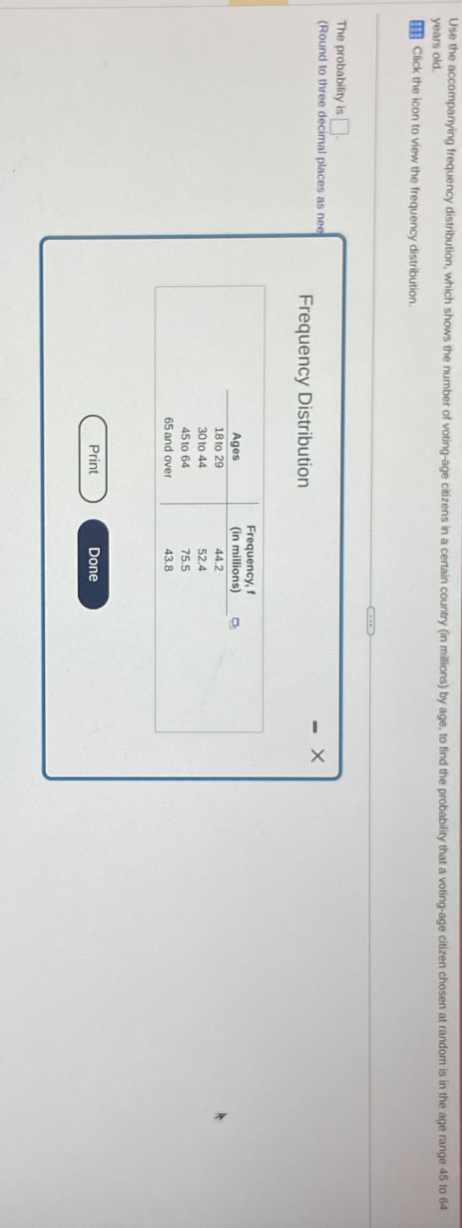 Solved years old.Click the icon to view the frequency | Chegg.com
