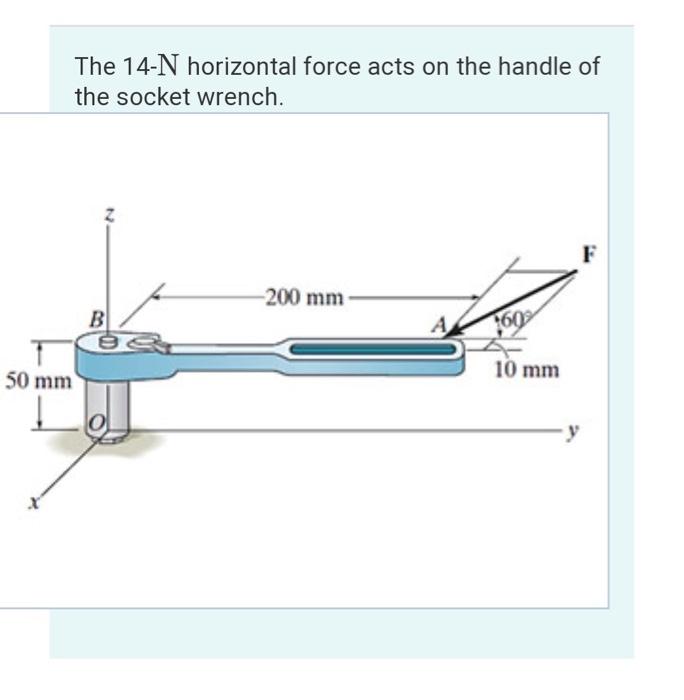 Solved The 14-N horizontal force acts on the handle of the | Chegg.com Solved The 14-N horizontal force acts on the handle of the | Chegg.com