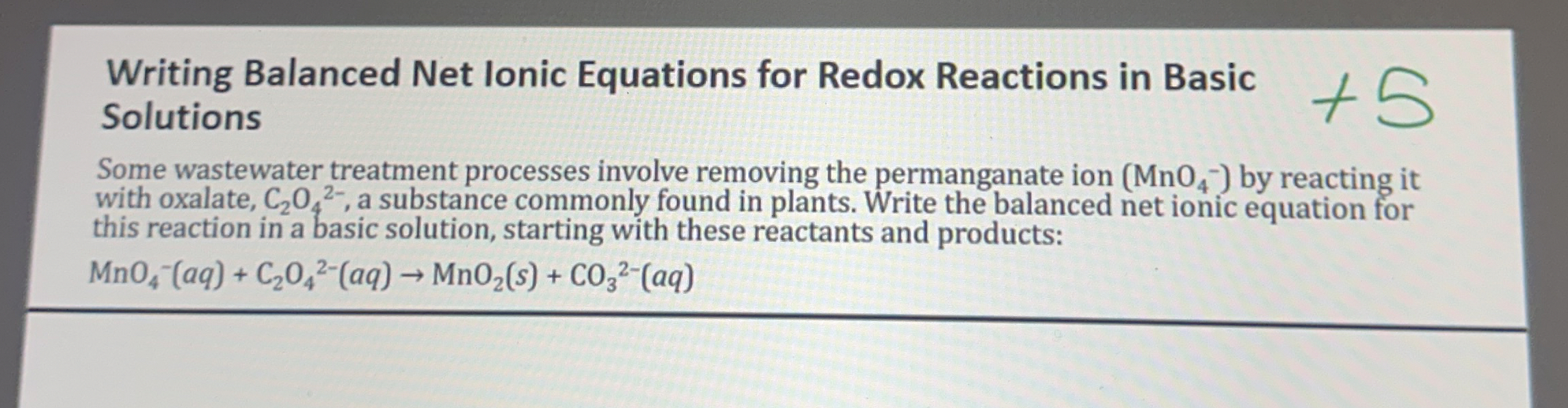 Solved Writing Balanced Net lonic Equations for Redox | Chegg.com
