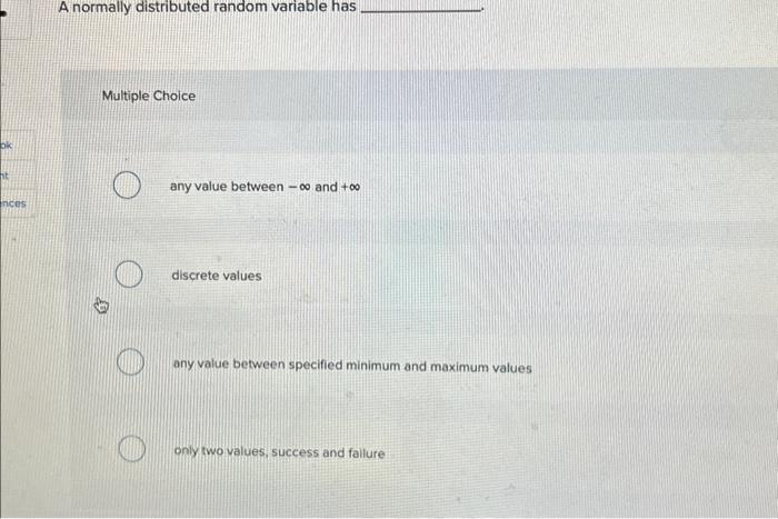 Solved A normally distributed random variable has Multiple | Chegg.com