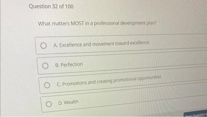 Solved What matters MOST in a professional development plan? | Chegg.com