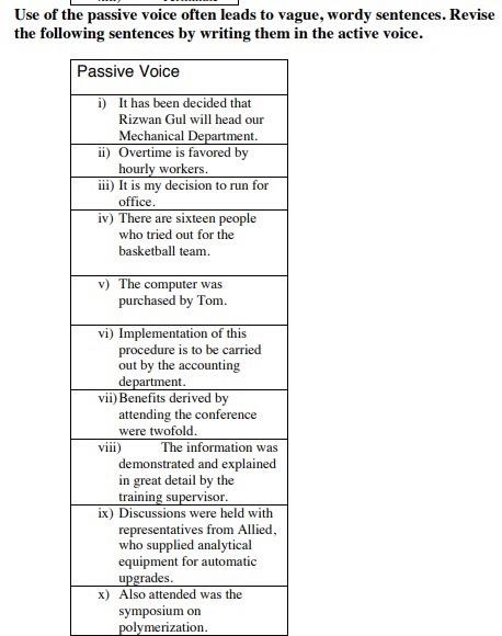 Solved Use of the passive voice often leads to vague, wordy | Chegg.com