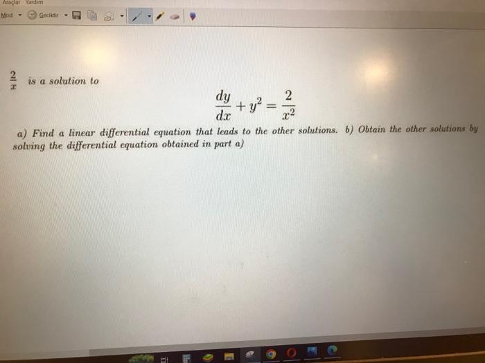 Solved a) Find a linear differential equation that leads to | Chegg.com