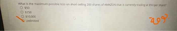 Solved What is the maximum possible loss on short-selling | Chegg.com