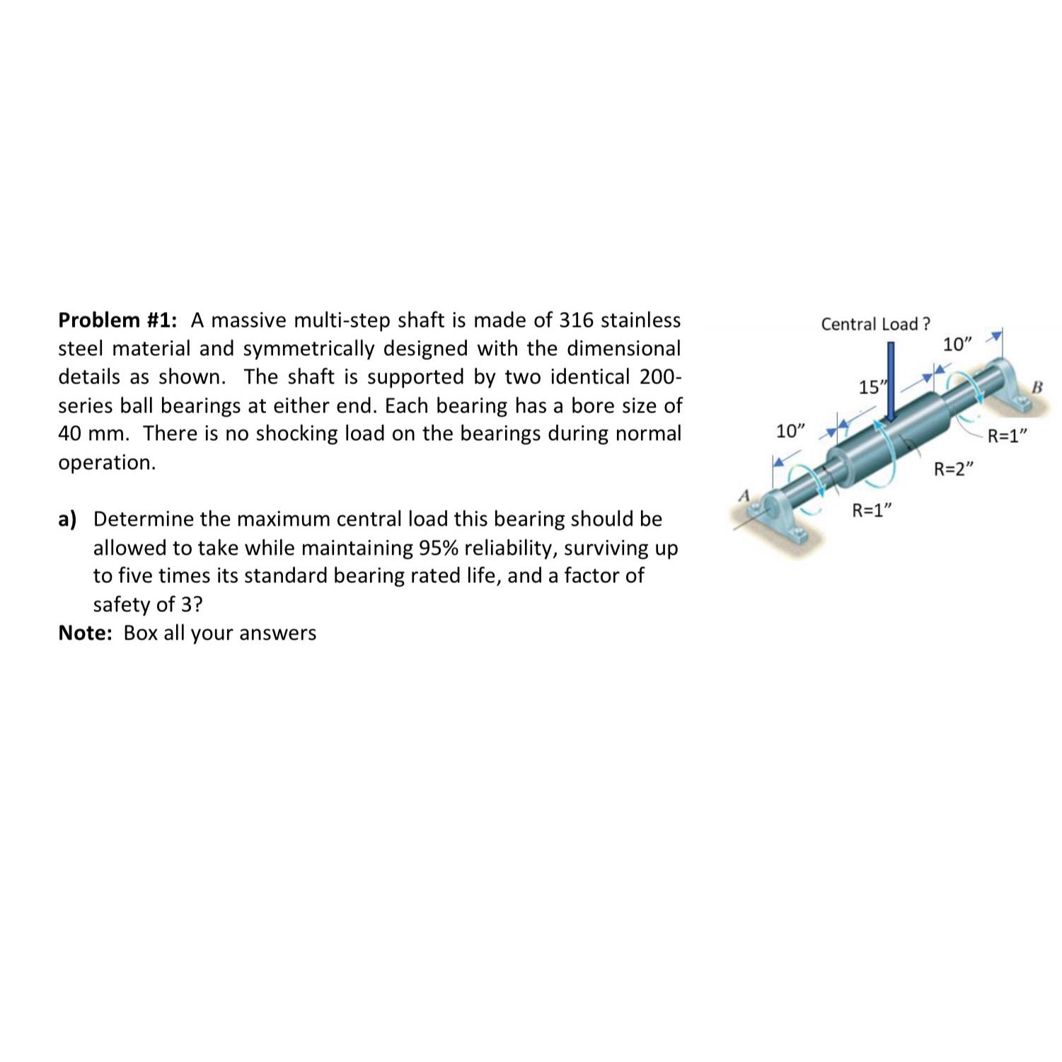 Solved Problem #1: A massive multi-step shaft is made of 316 | Chegg.com