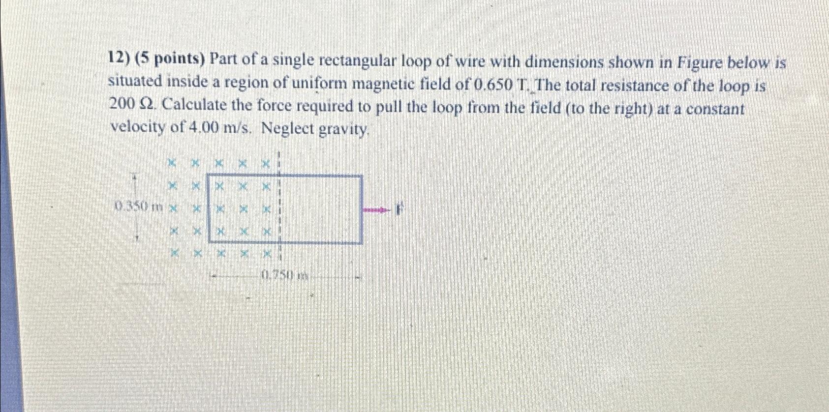Solved (5 ﻿points) ﻿Part of a single rectangular loop of | Chegg.com