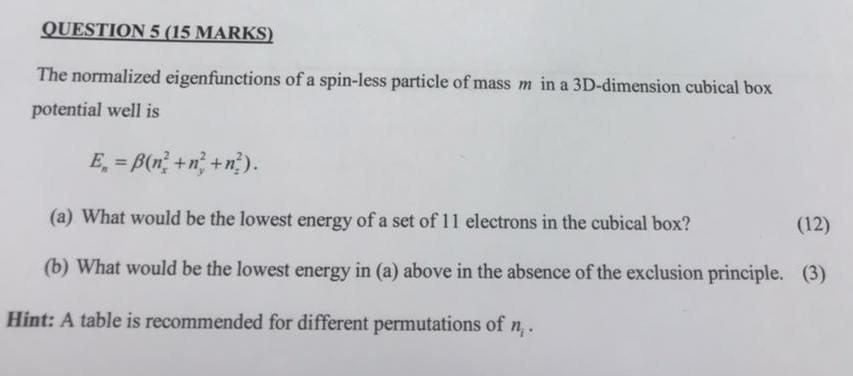 Solved The normalized eigenfunctions of a spin-less particle | Chegg.com