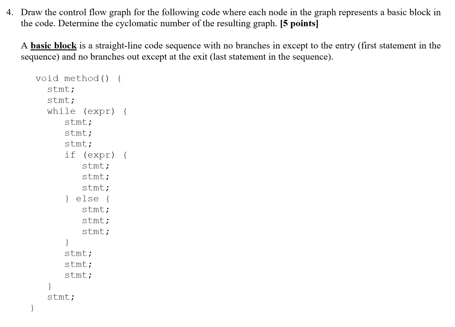 Solved Draw the control flow graph for the following code | Chegg.com