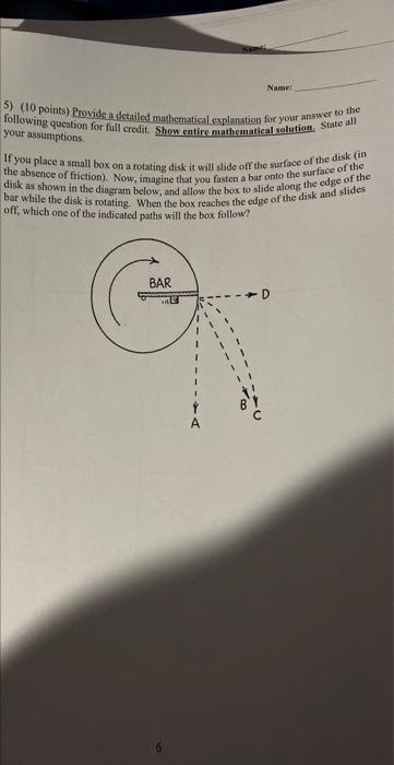 Solved 5) ( 10 points) Proyide a detailed matbematical | Chegg.com