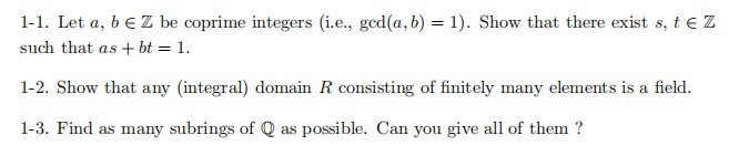 Solved 1-1. Let a, b e Z be coprime integers (i.e., ged(a, | Chegg.com