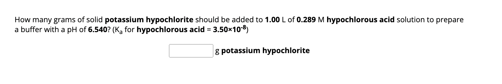 Solved How many grams of solid potassium hypochlorite should | Chegg.com