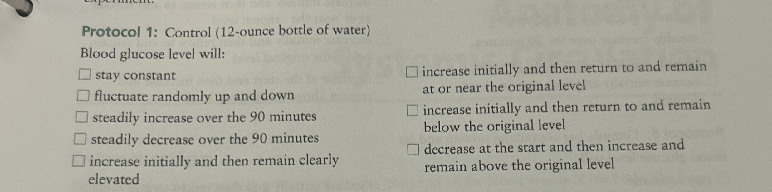 Solved Protocol 1: Control (12-ounce bottle of water)Blood | Chegg.com