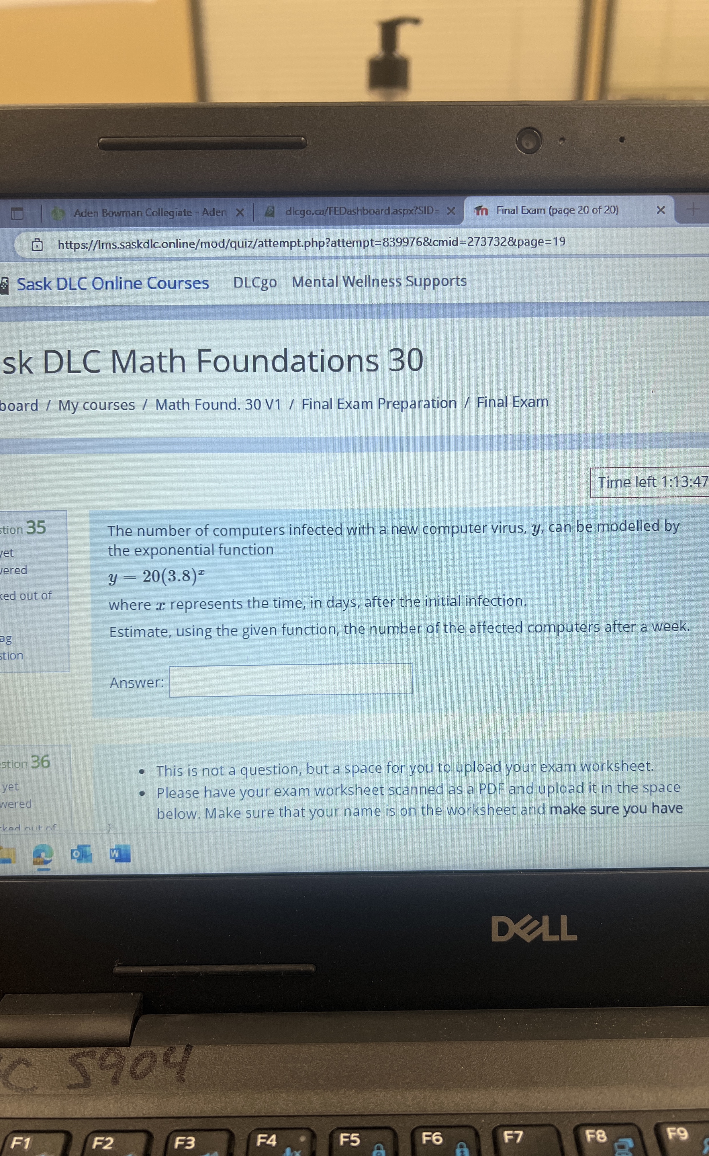 Solved The number of computers infected with a new computer | Chegg.com