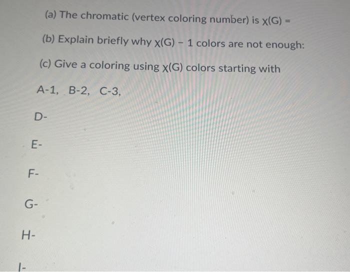 Solved Consider the graph G shown below.(a) The chromatic | Chegg.com