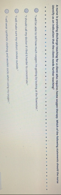 Solved A nurse is providing discharge teaching for a client | Chegg.com