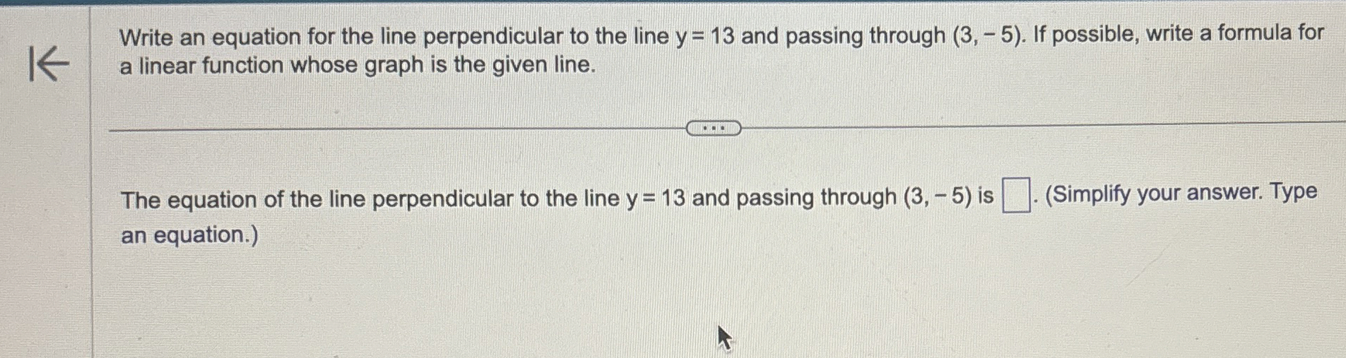 Solved Write an equation for the line perpendicular to the | Chegg.com