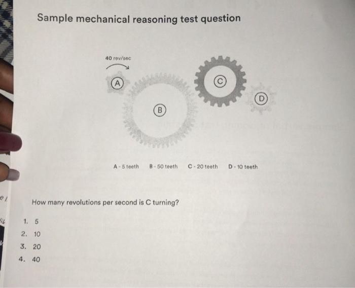 Solved Sample mechanical reasoning test question 40 rev/sec | Chegg.com