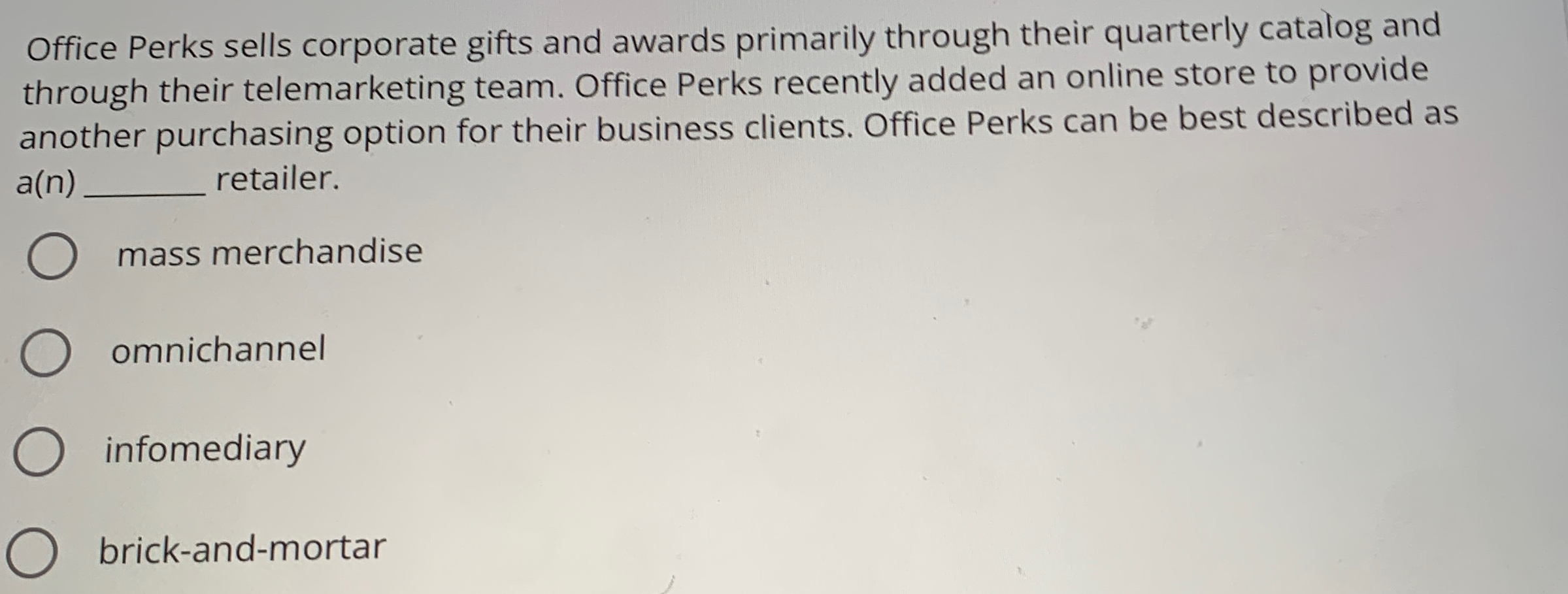 Solved Office Perks sells corporate gifts and awards | Chegg.com