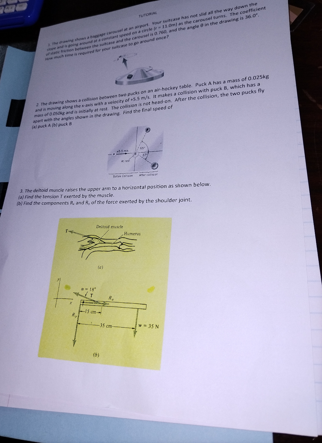 Solved TUTORIALThe drawing shows a baggage carousel at an | Chegg.com