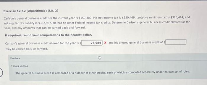 Solved Exercise 12−12 (Algorithmic) (LO, 2) Carison's | Chegg.com