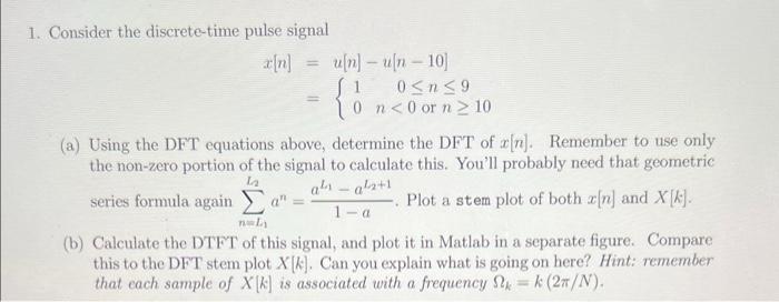 Solved 1. Consider the discrete-time pulse signal | Chegg.com