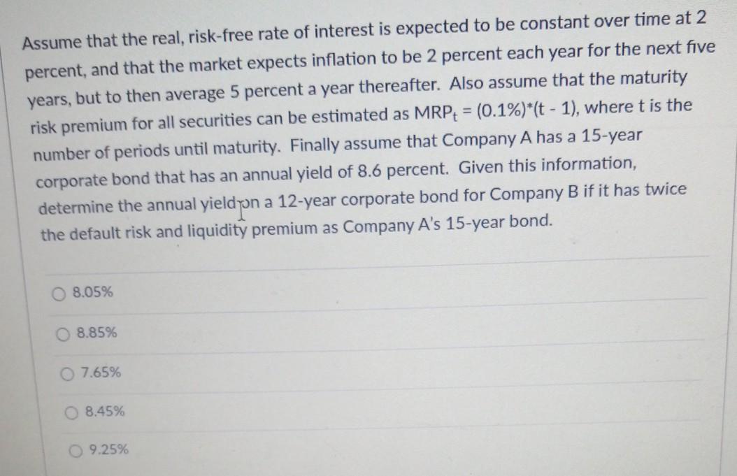 Solved Assume that the real, risk-free rate of interest is | Chegg.com