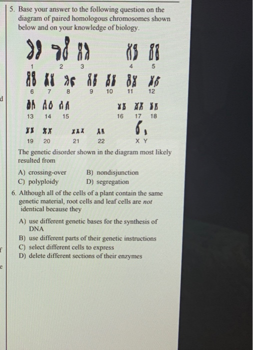 Solved 5. Base your answer to the following question on the | Chegg.com
