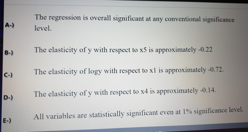 Solved Based on the following GRETL output, which one of the | Chegg.com